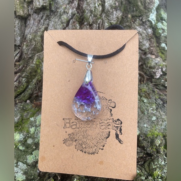 Jewelry | Teardrop Purple And Silver Flake Necklace Pendant Necklace ...